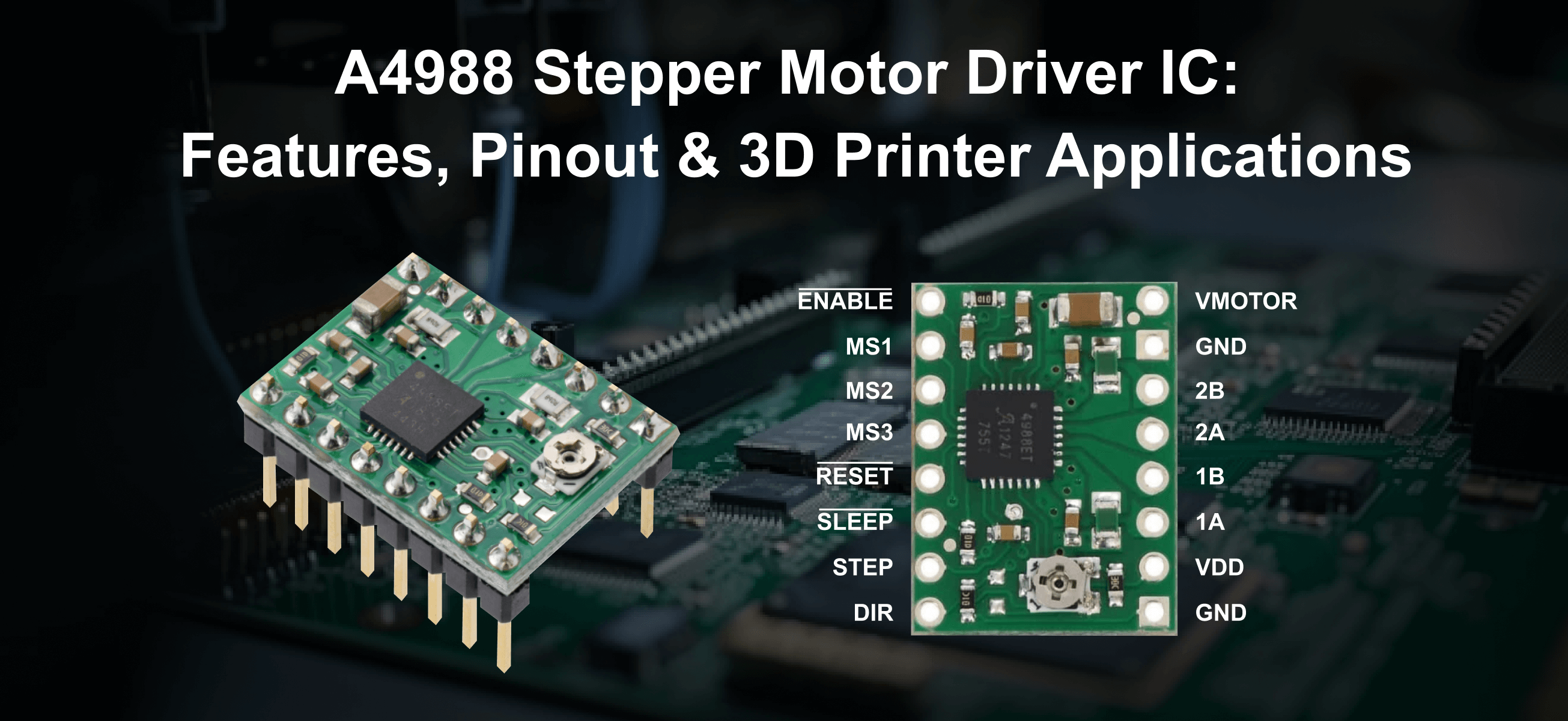 A4988 Stepper Motor Driver IC: Features, Pinout & 3D Printer ...