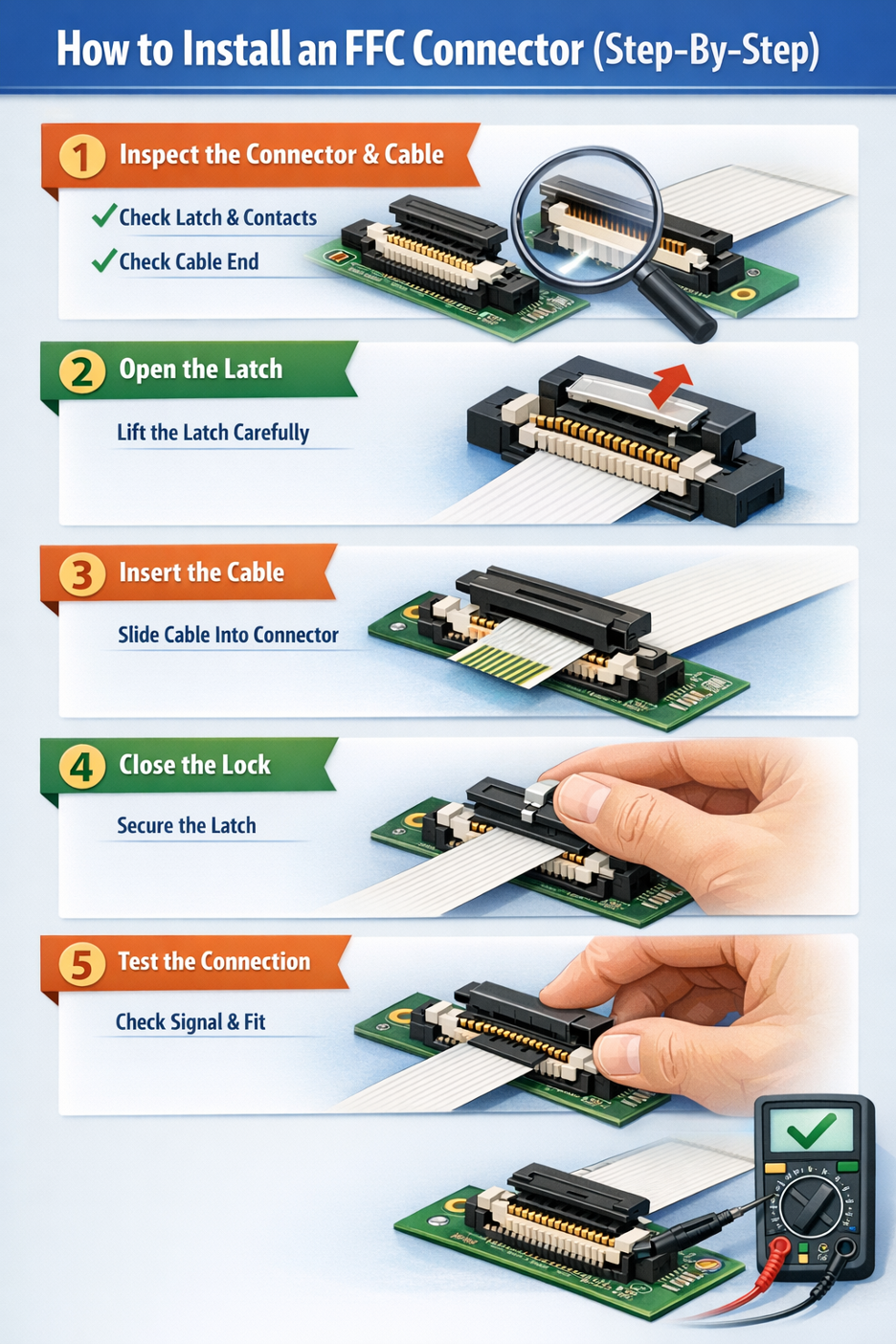 What Is FFC Connector? Guide to Types, Cables & Applications - Fly-Wing