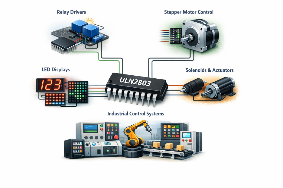 ULN2803 Pinout, Working, Applications, and Circuit Guide - Fly-Wing