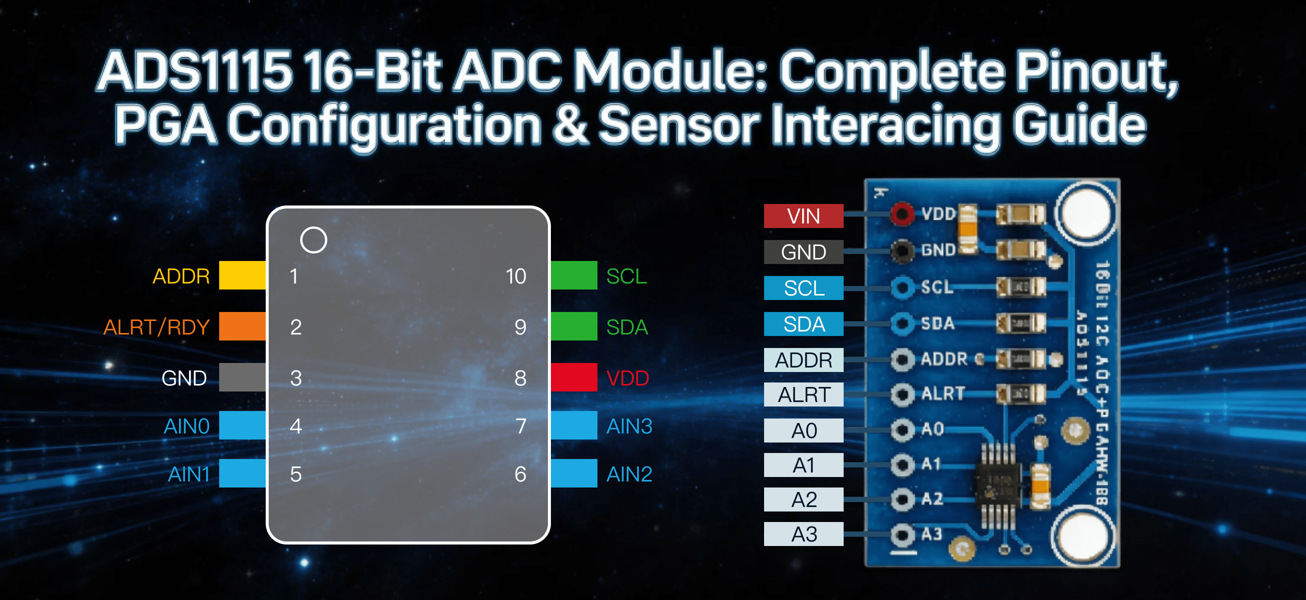 ADS1115 16-Bit ADC Module: Complete Pinout, PGA Configuration & Sensor ...